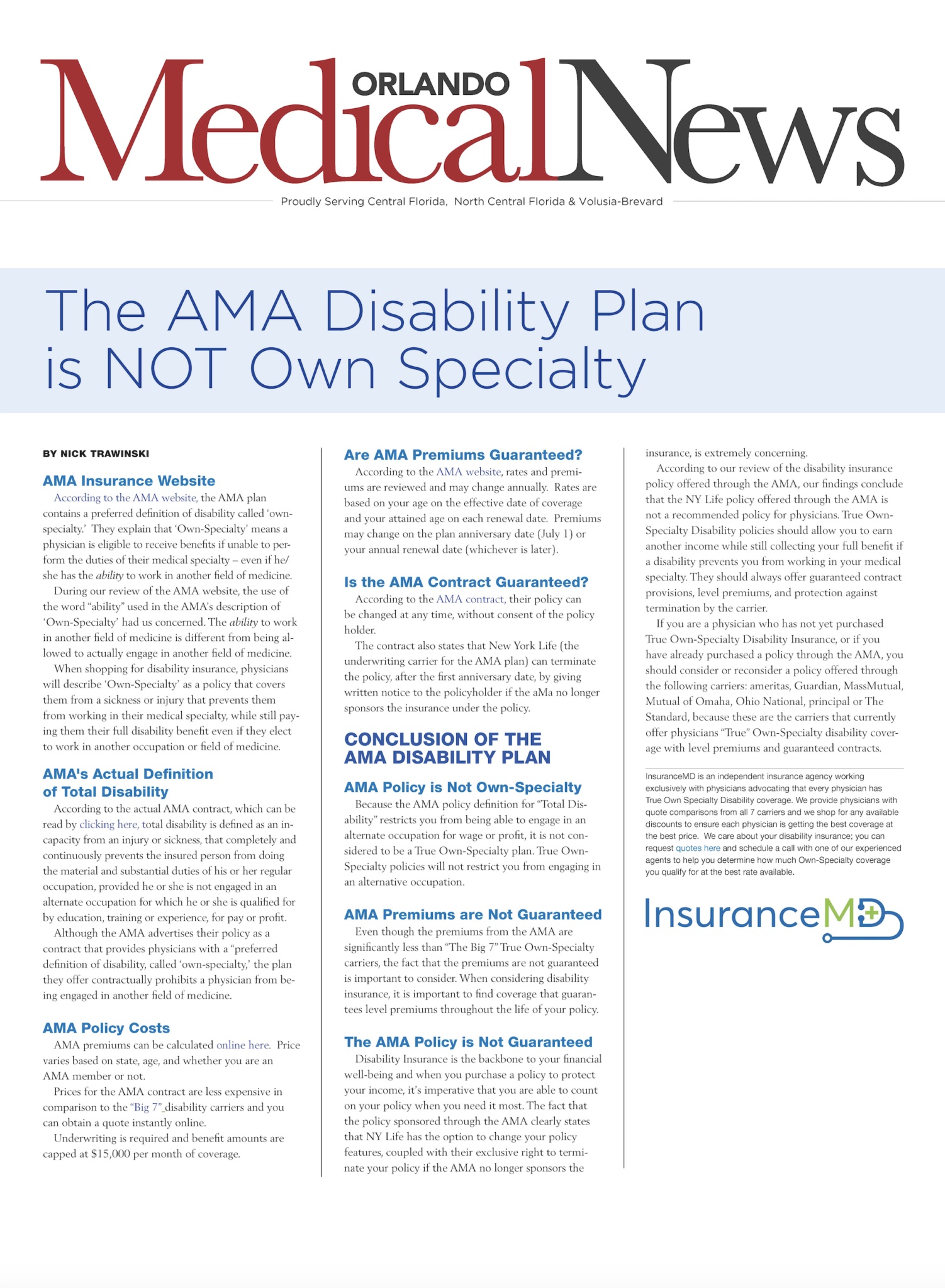 Orlando Medical News AMA Disability Plan | InsuranceMD